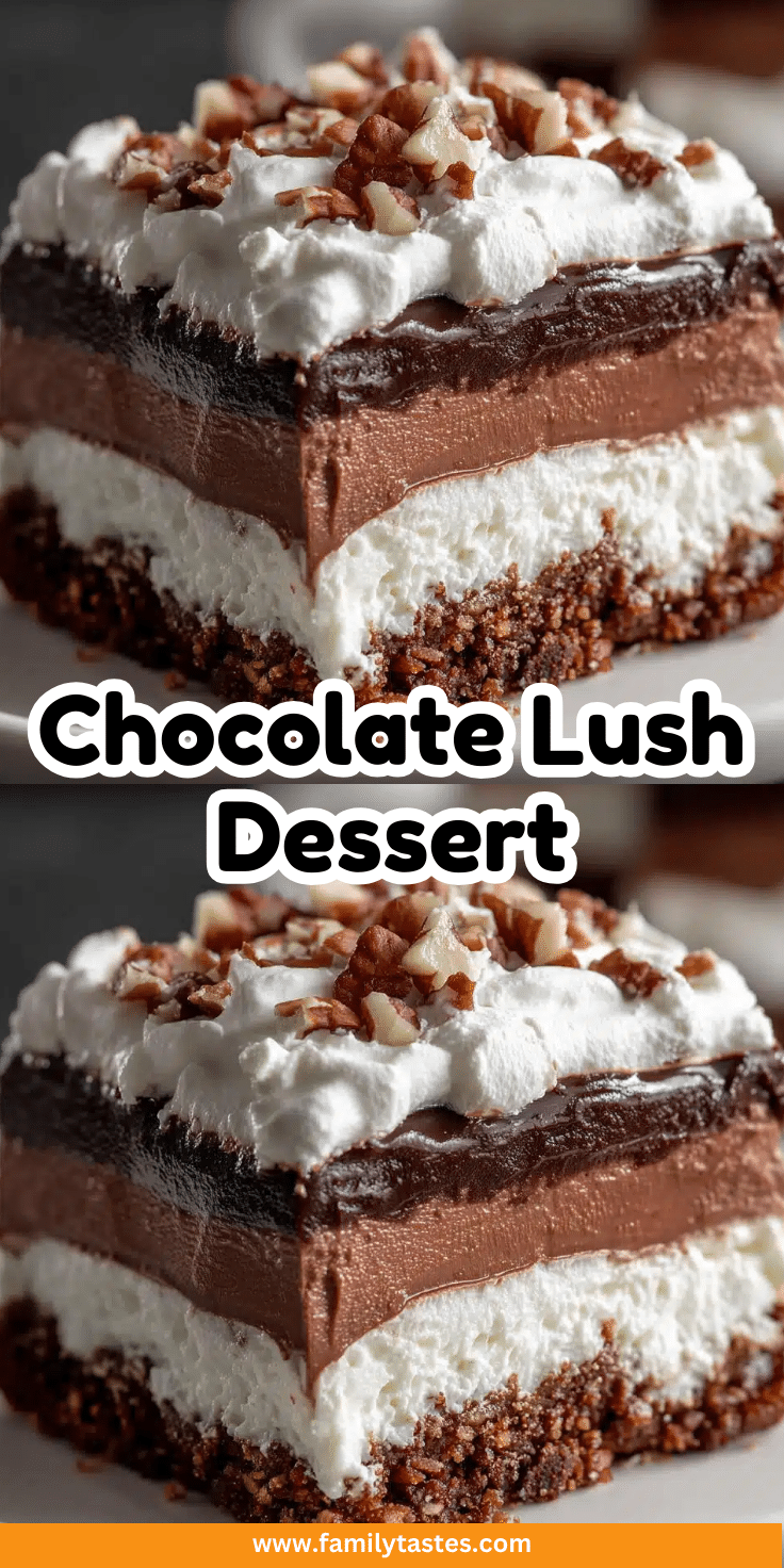 Irresistible Chocolate Lush Dessert with 4 Dreamy Layers
