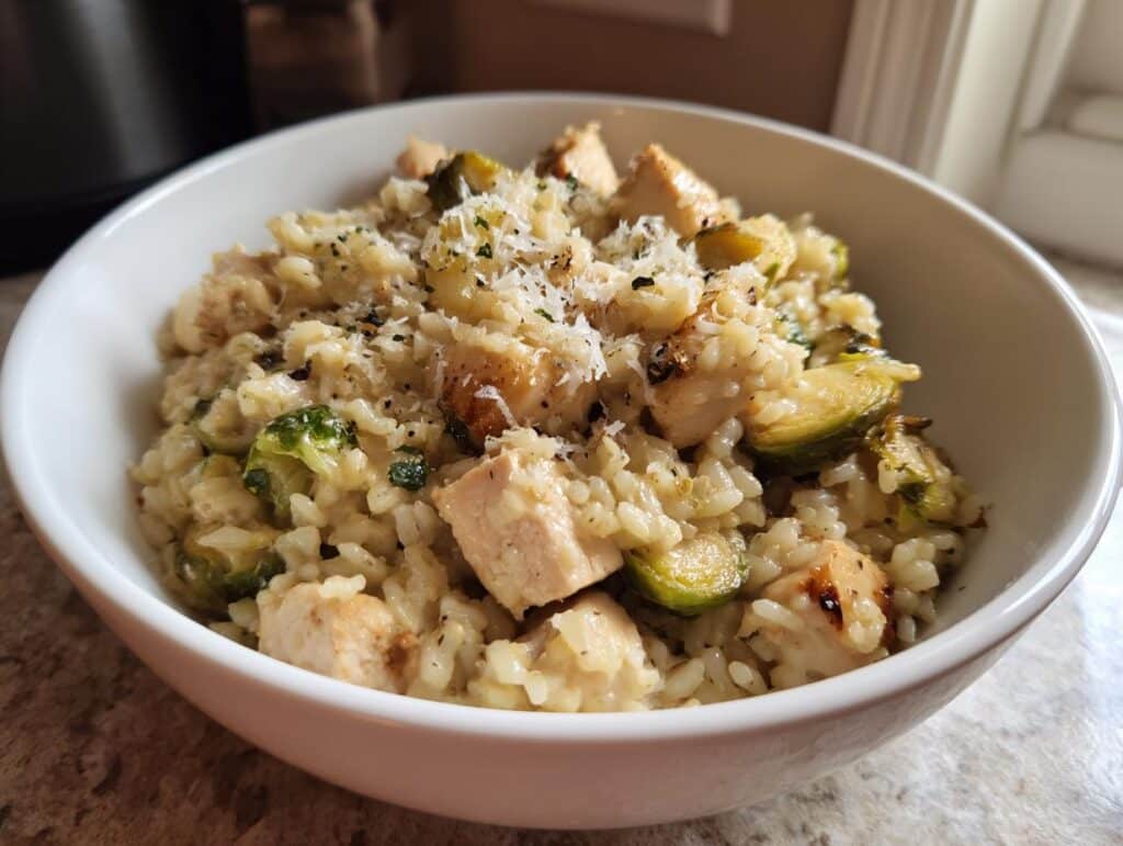 Irresistible One-Pot Chicken, Apple & Brussels Sprout Risotto in 45 Minutes